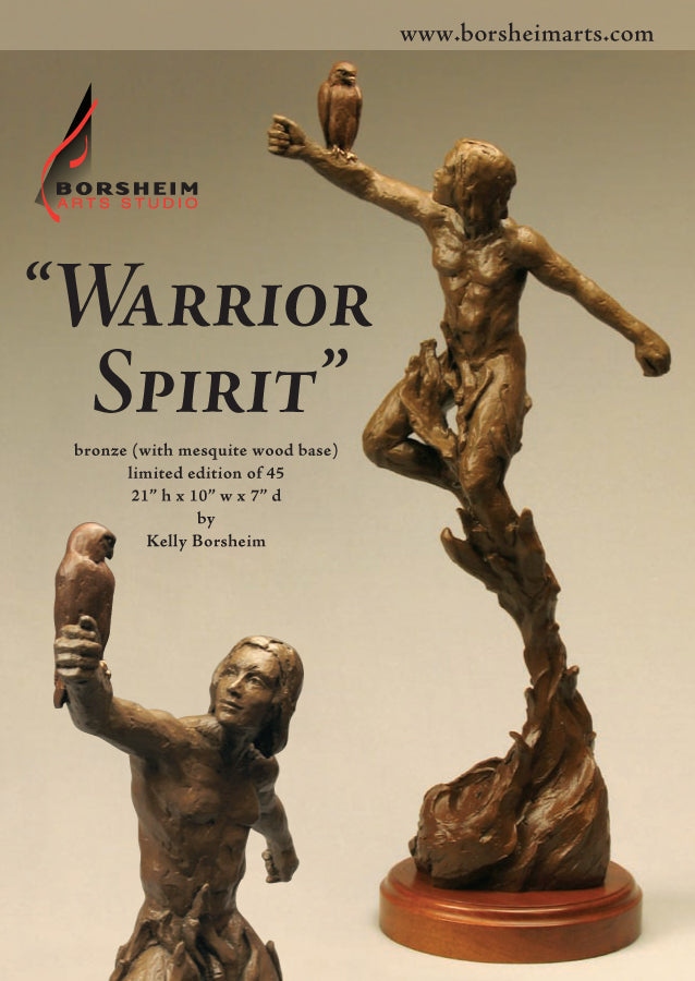 Warrior Spirit Man and Hawk Bird Vertical Flight Statue Flying Nature ...
